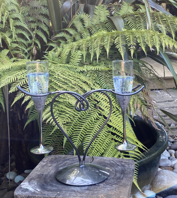 2 Glass Gin/Champagne Tree - Ian Gill Sculpture Artist Blacksmith